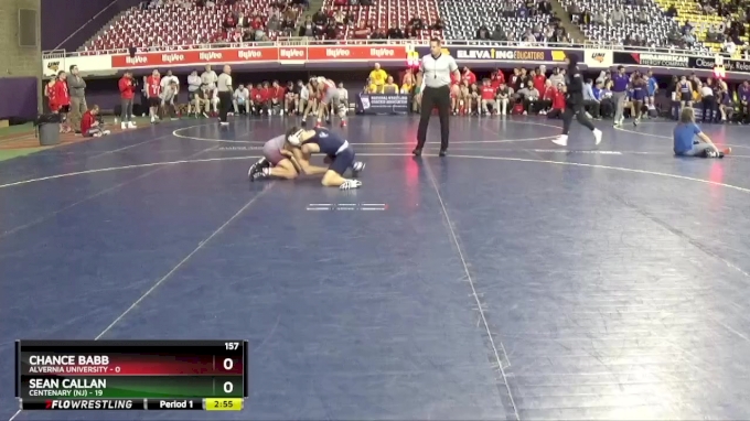 157 lbs Finals (2 Team) - Sean Callan, Centenary (NJ) vs Chance Babb ...