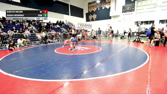 70 lbs Cons. Round 3 - Evelyn Nelms, Mantanona TC vs Judah Moreno, So ...