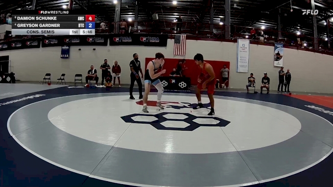 97 kg Cons. Semis - Damion Schunke, Atreus Wrestling Club vs Greyson Gardner, Burg Training Center