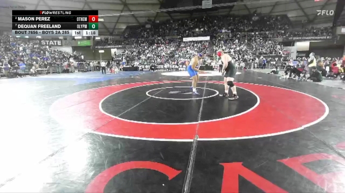Boys 2A 285 lbs Quarterfinal - DeQuan Freeland, Olympic vs Mason Perez ...