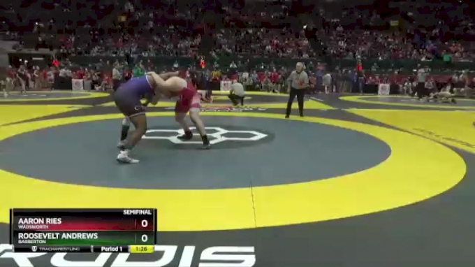 D1-285 lbs Semifinal - Aaron Ries, Wadsworth vs Roosevelt Andrews ...