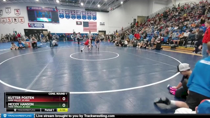80 lbs Cons. Round 1 - Kutter Posten, Sage Valley Jr High vs McCoy ...