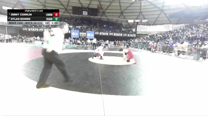 Boys 2A 215 lbs Champ. Round 2 - Jimmy Conklin, Lakewood vs Dylan Bowen ...