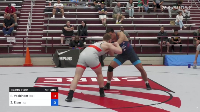 125 kg Quarterfinal - Ryan Vasbinder, Michigan WC vs Zach Elam, Tiger ...