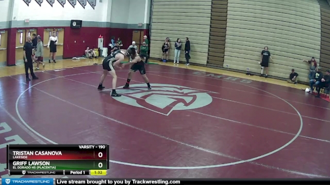 190 lbs Champ. Round 1 - Tristan Casanova, Lakeside vs Griff Lawson, El ...