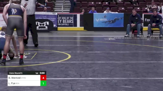 121 lbs Cons Round 5 - Branden Wentzel, Montoursville vs Lucas Fye ...