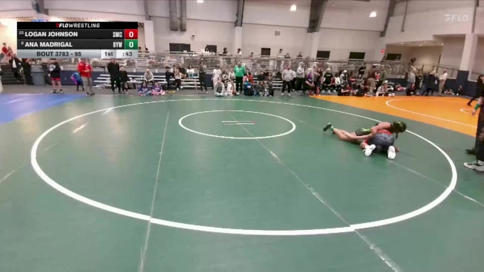95 lbs Cons. Round 5 - Logan Johnson, Spartan Mat Club vs Ana Madrigal ...