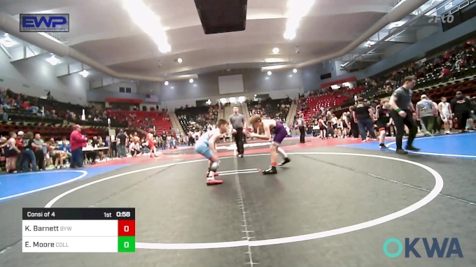 100 lbs Consi Of 4 - Kamden Barnett, Bristow Youth Wrestling vs Eli ...