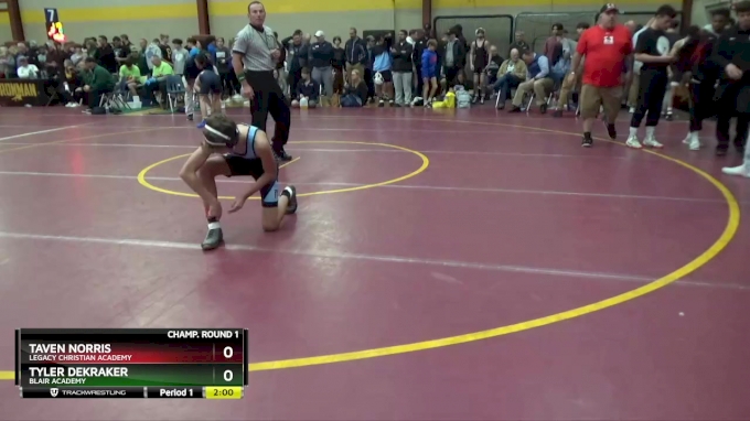 106 lbs Champ. Round 1 - Tyler Dekraker, Blair Academy vs Taven Norris ...