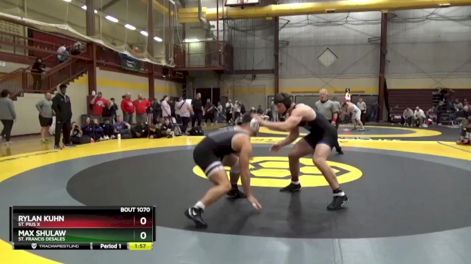 215 lbs Quarterfinal - Rylan Kuhn, St. Pius X vs Max Shulaw, St. Francis Desales