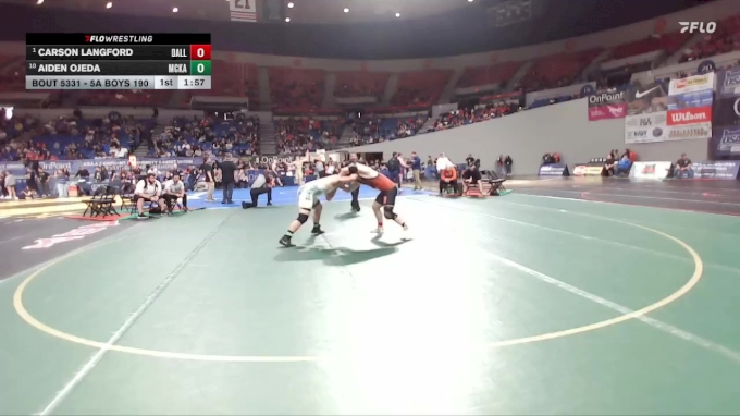5A Boys 190 lbs Semifinal - Carson Langford, Dallas Boys vs Aiden Ojeda ...