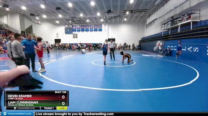 115 lbs Cons. Round 1 - Devin Kramer, Carey Jr High vs Liam Cunningham ...