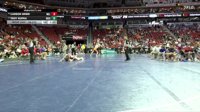 2A-215 lbs Cons. Round 3 - Troy Kupka, Benton Community vs Carson Grier ...
