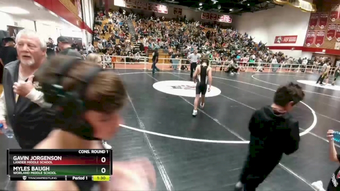 105 lbs Cons. Round 1 - Myles Baugh, Worland Middle School vs Gavin ...