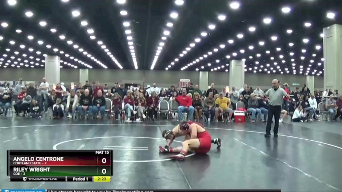 149 lbs Quarterfinals (8 Team) - Riley Wright, Coe vs Angelo Centrone ...