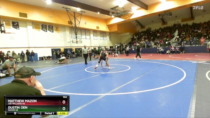 132 lbs Quarterfinal - Matthew Mazon, Lee Williams HS vs Dustin Oen ...