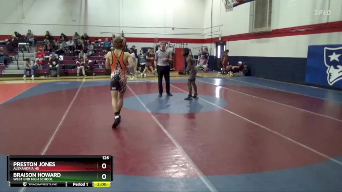 126 lbs Round 1 - Preston Jones, Alexandria HS vs Braison Howard, West ...