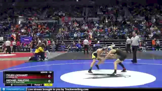 96 lbs Champ. Round 2 - Tyler Lockhart, Sycamore WC vs Michael Malizzio ...