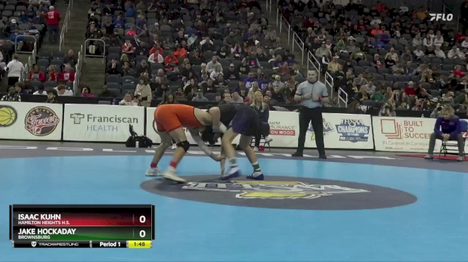 132 lbs Champ. Round 1 - Jake Hockaday, Brownsburg vs Isaac Kuhn, Hamilton Heights H.S.