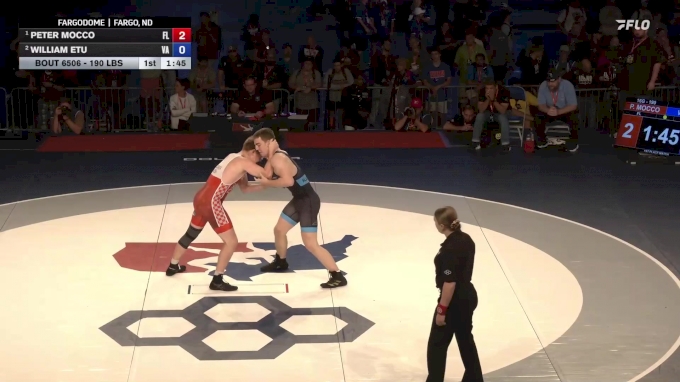 190 lbs 1st Place Match - Peter Mocco, FL vs William Etu, VA