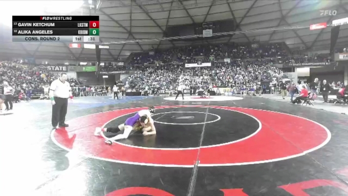 Boys 4A 126 lbs Cons. Round 2 - Alika Angeles, Kentridge vs Gavin ...