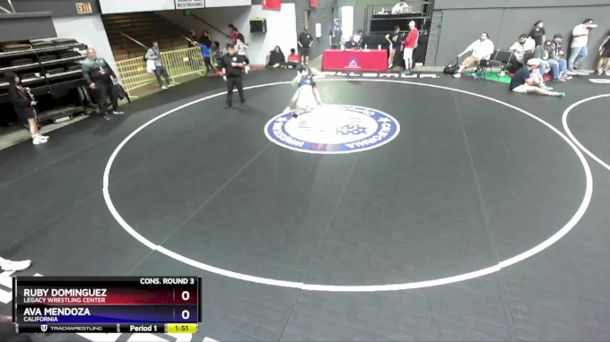 130 lbs Cons. Round 3 - Ruby Dominguez, Legacy Wrestling Center vs Ava ...