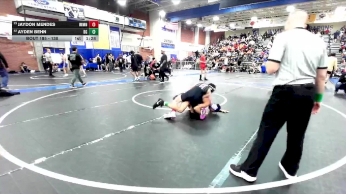 138 lbs Champ. Round 2 - Jaydon Mendes, Immanuel vs Ayden Behn, Bishop ...