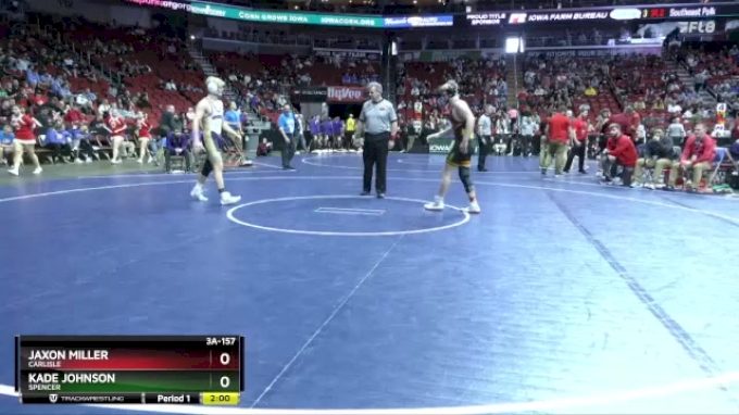 3A-157 lbs Champ. Round 2 - Jaxon Miller, Carlisle vs Kade Johnson, Spencer