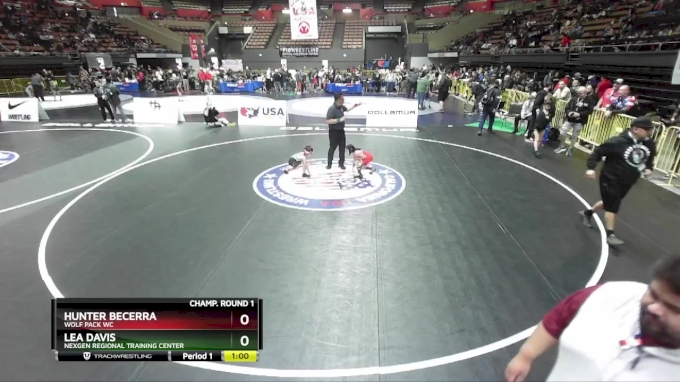 45 lbs Champ. Round 1 - Hunter Becerra, Wolf Pack WC vs Lea Davis ...