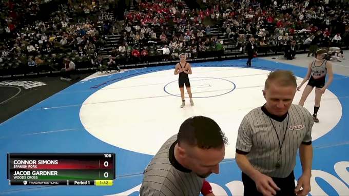 106 lbs Cons. Semi - Jacob Gardner, Woods Cross vs Connor Simons ...