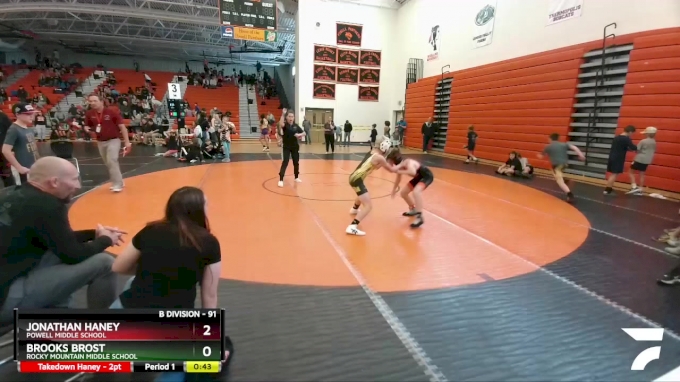 91 lbs 3rd Place Match - Jonathan Haney, Powell Middle School vs Brooks ...
