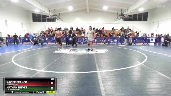 285 lbs Champ. Round 1 - Nathan Nieves, Calvary Chapel vs Xavier Franco ...