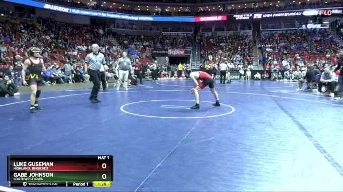 1A-120 lbs Champ. Round 2 - Gabe Johnson, Southwest Iowa vs Luke ...