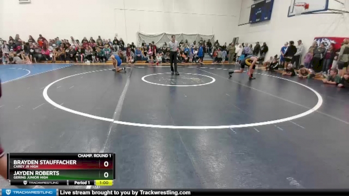 133 lbs Champ. Round 1 - Brayden Stauffacher, Carey Jr High vs Jayden ...