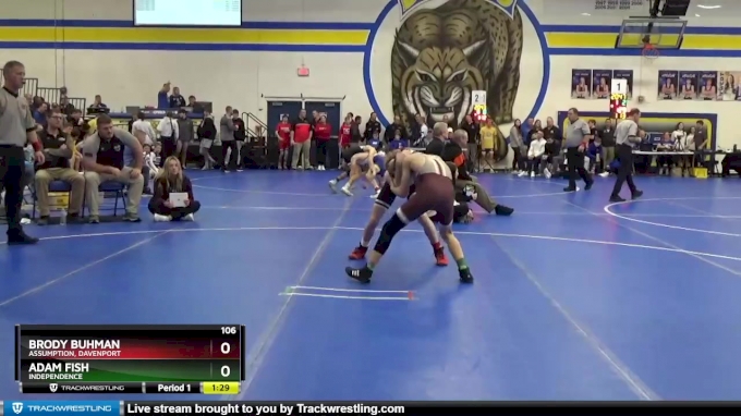 106 lbs Quarterfinal - Adam Fish, Independence vs Brody Buhman ...