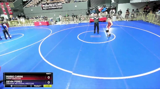 138 lbs Champ. Round 1 - Mario Carini, Poway Wrestling vs Devin Perez, Creekside Red Raiders ...