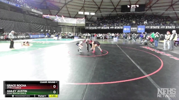 Girls 1B/2B/1A/2A 115 Champ. Round 1 - Hailey Austin, Kiona Benton ...