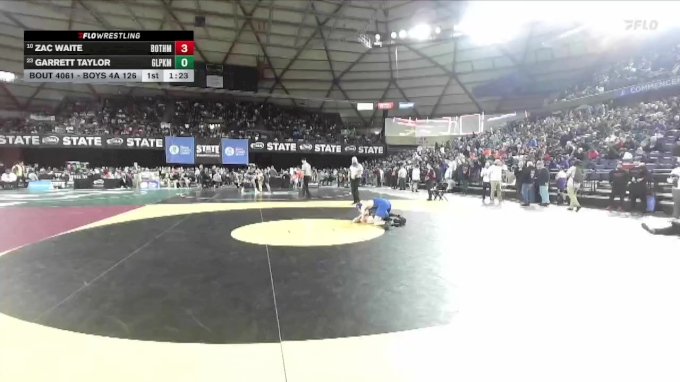Boys 4A 126 lbs Champ. Round 1 - Garrett Taylor, Glacier Peak vs Zac ...