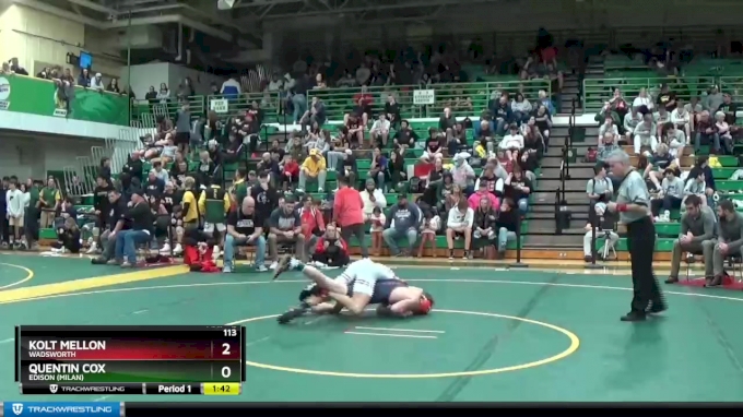 113 lbs Champ. Round 2 - Kolt Mellon, WADSWORTH vs Quentin Cox, EDISON ...