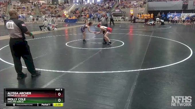 Girls 100 lbs Champ. Round 1 - Molly Cole, Oakland (Girls) vs Alyssa ...