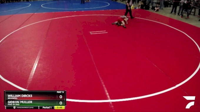 84 lbs Cons. Round 1 - Gideon Muller, Pine Island vs William Dircks ...