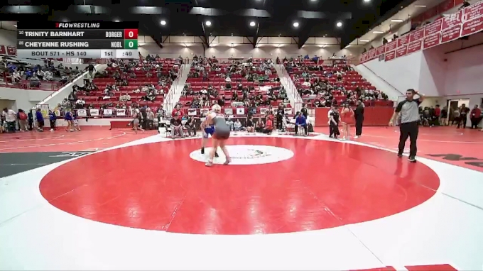 HS 140 lbs Cons. Round 2 - Trinity Barnhart, Borger vs Cheyenne Rushing ...