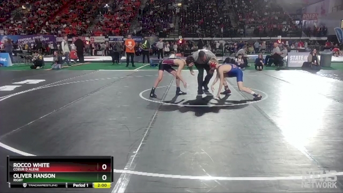 5A 98 lbs Champ. Round 1 - Rocco White, Coeur D Alene vs Oliver Hanson ...
