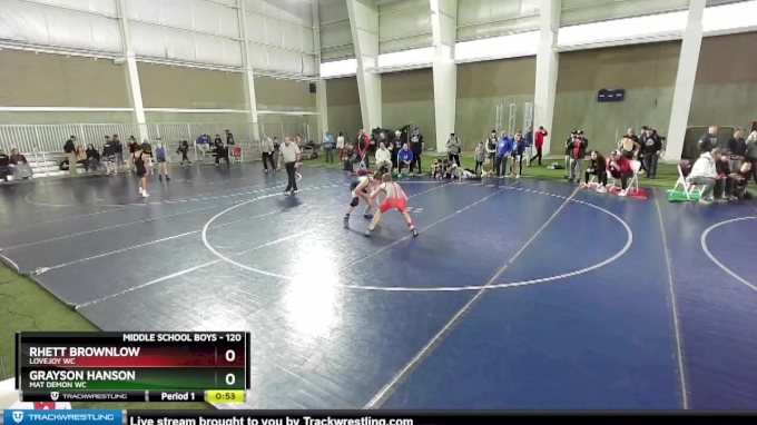 120 lbs Champ. Round 2 - Grayson Hanson, Mat Demon WC vs Rhett Brownlow ...