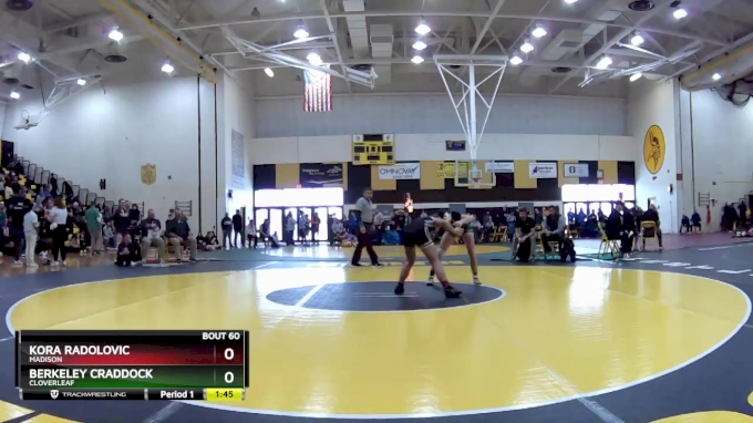 130 lbs Champ. Round 2 - Berkeley Craddock, Cloverleaf vs Kora ...