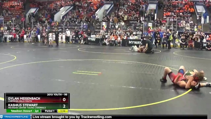 95 lbs Cons. Round 2 - Kashius Stewart, Michigan Center Young Cardinals ...