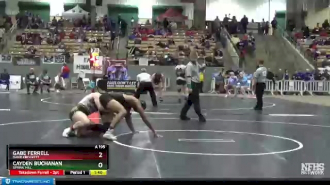 A 195 lbs Champ. Round 1 - Cayden Buchanan, Spring Hill vs Gabe Ferrell ...
