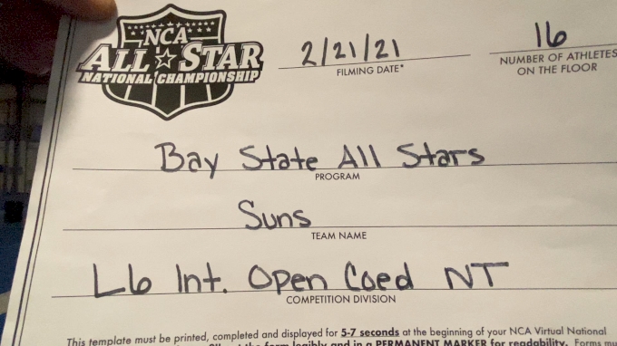 Bay State All Stars - Suns [L6 International Open Coed - NT] 2021 NCA ...